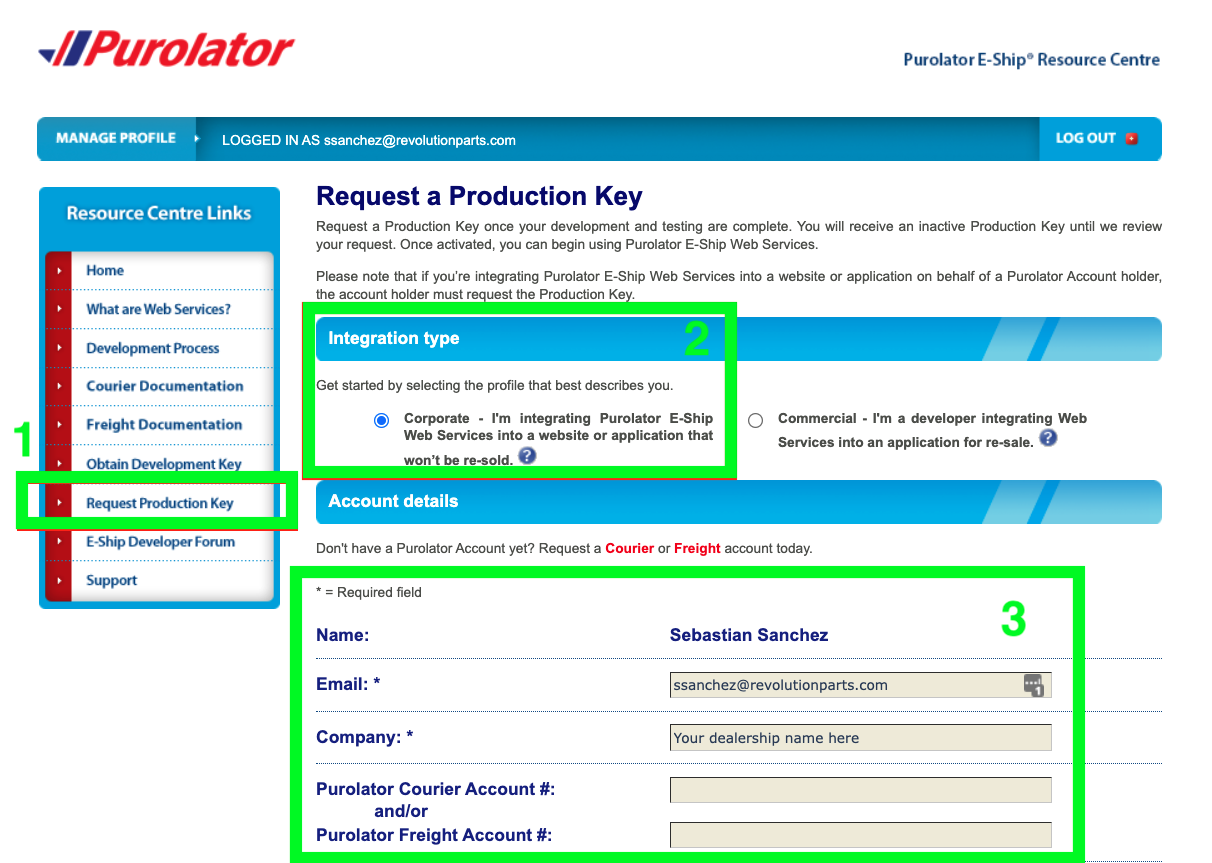 Purolator Carrier Credentials