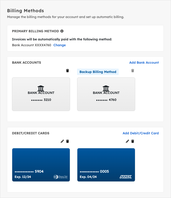How to Manage Billing Methods